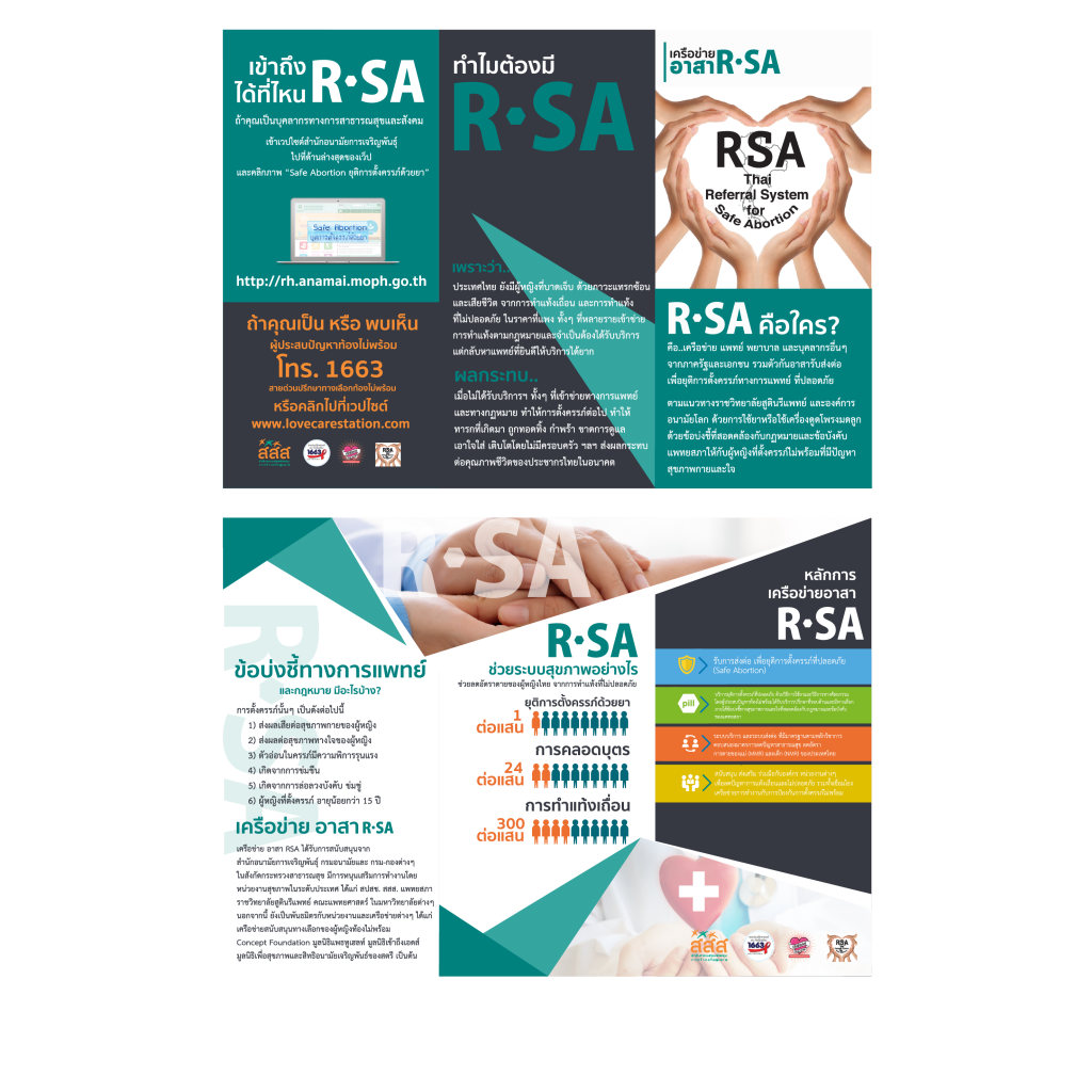แผ่นพับเครือข่าย RSA (Referral system for Safe abortion) - RSATHAI